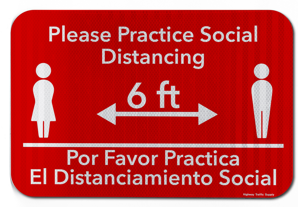 Bilingual Please Practice Social Distancing Sign | Covid-19 Signs ...
