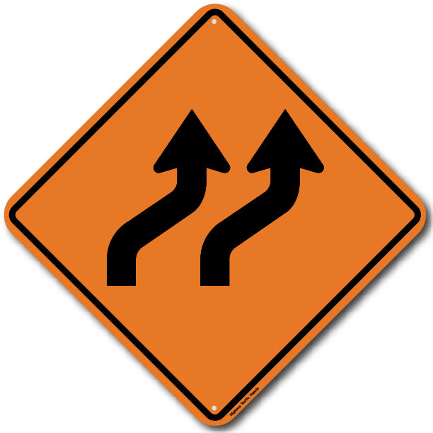 W1-4B Right Double Reverse Curve Sign | Highway Traffic Supply