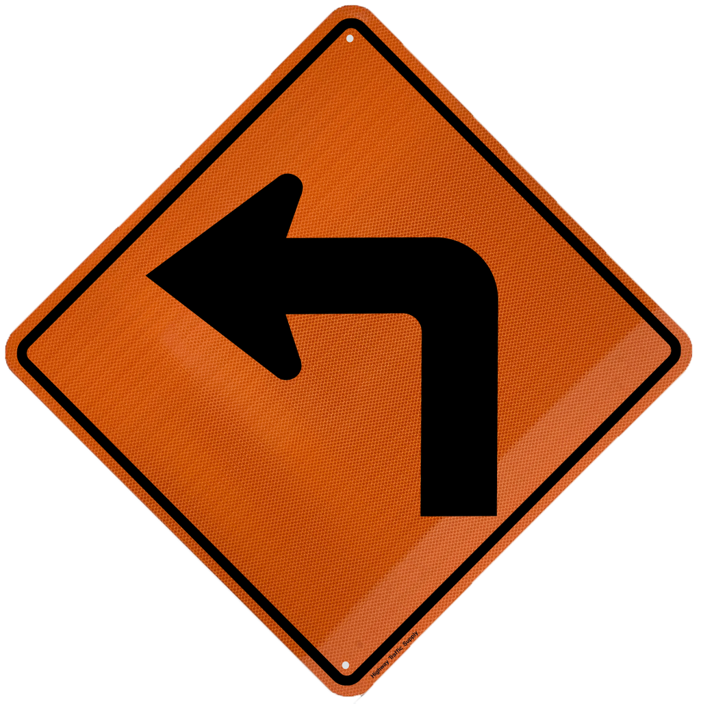 W1-1L Left Turn | Construction Signs | Highway Traffic Supply